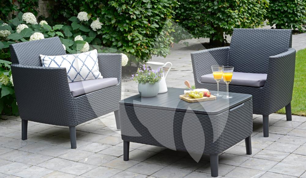 Allibert Salemo balkon loungeset antraciet | Tuinexpress.nl