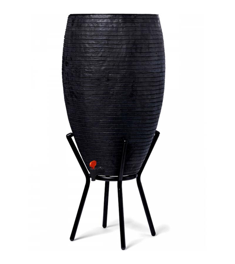 Capi Nature Row regenton zwart 130L met plantenbak | Tuinexpress