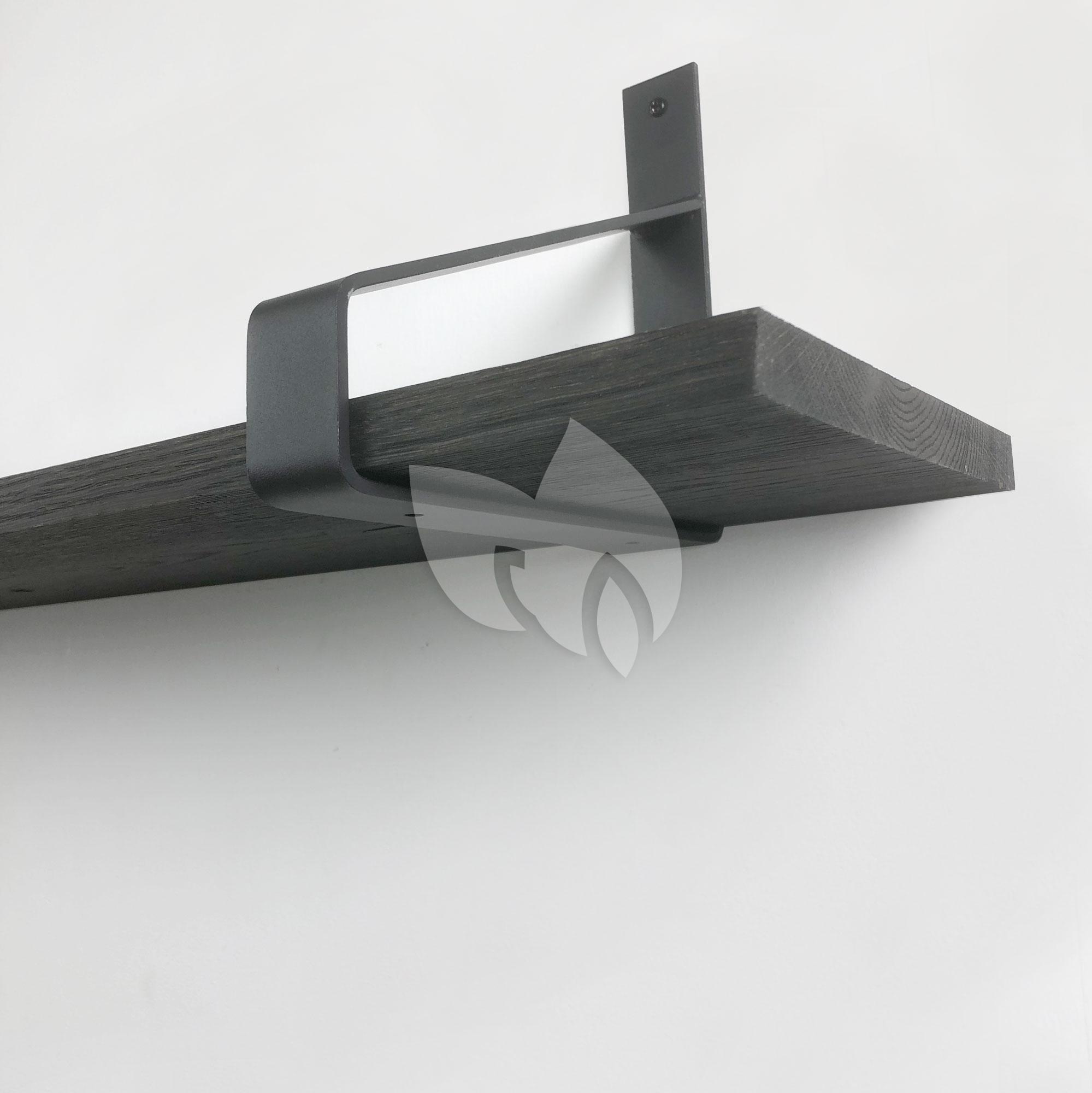 Wood Brothers Eiken 18mm wandplank recht zwart 75 cm in 20 cm diepe ...