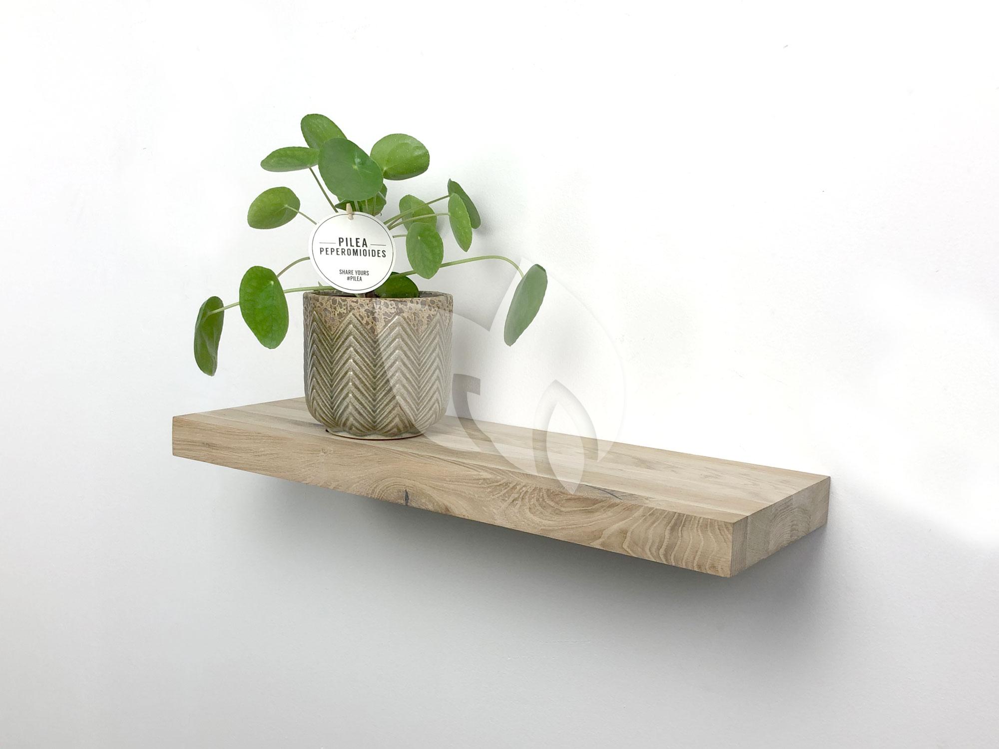 Wood Brothers Zwevende wandplank eiken recht 80 x 20 cm | Tuinexpress.nl